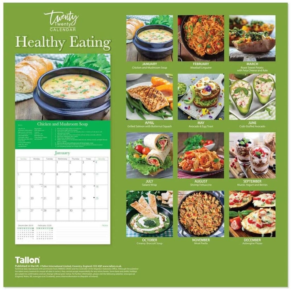 Healthy Eating Square Calendar 2020 - The Calendar and Gift Company
